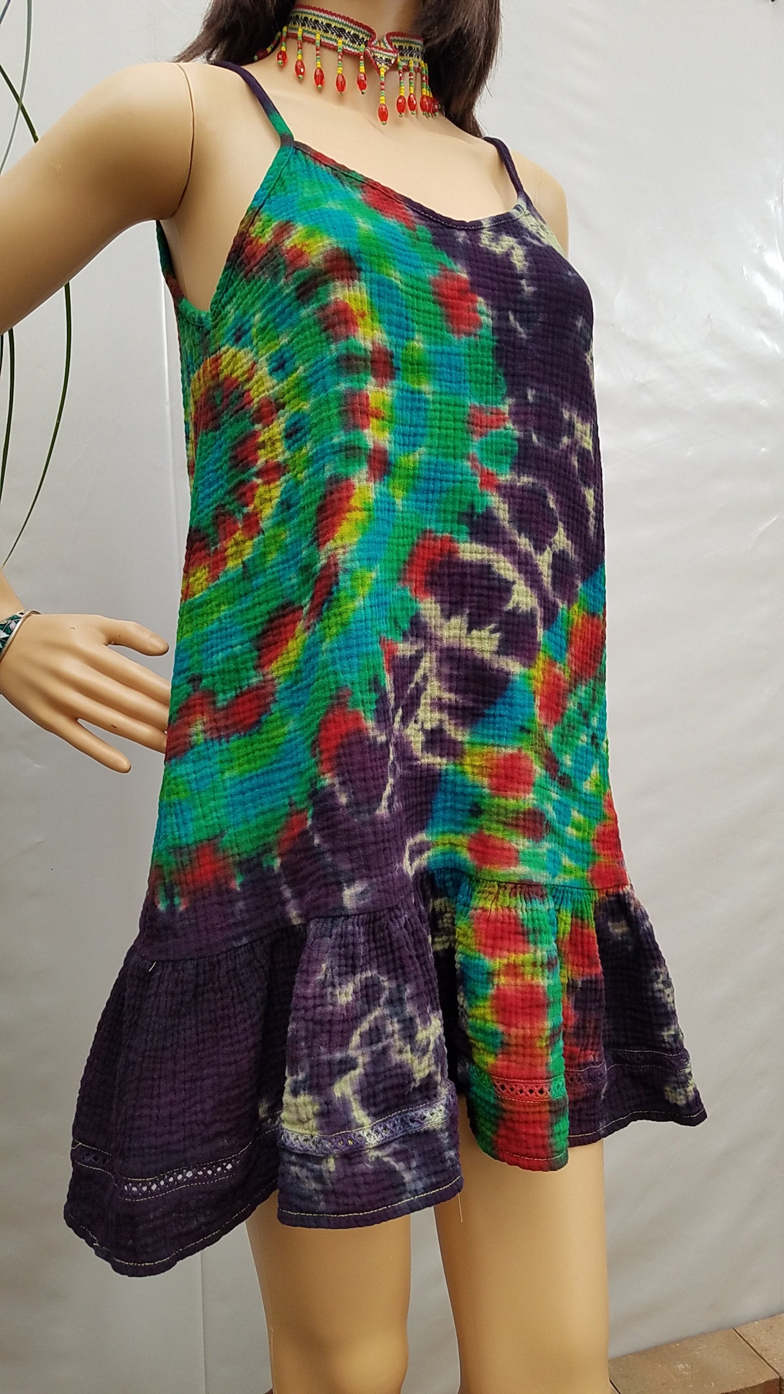 Purple Tie Dye Dress Sleeveless Small,tie Dye Dress Knee Length Soft ...