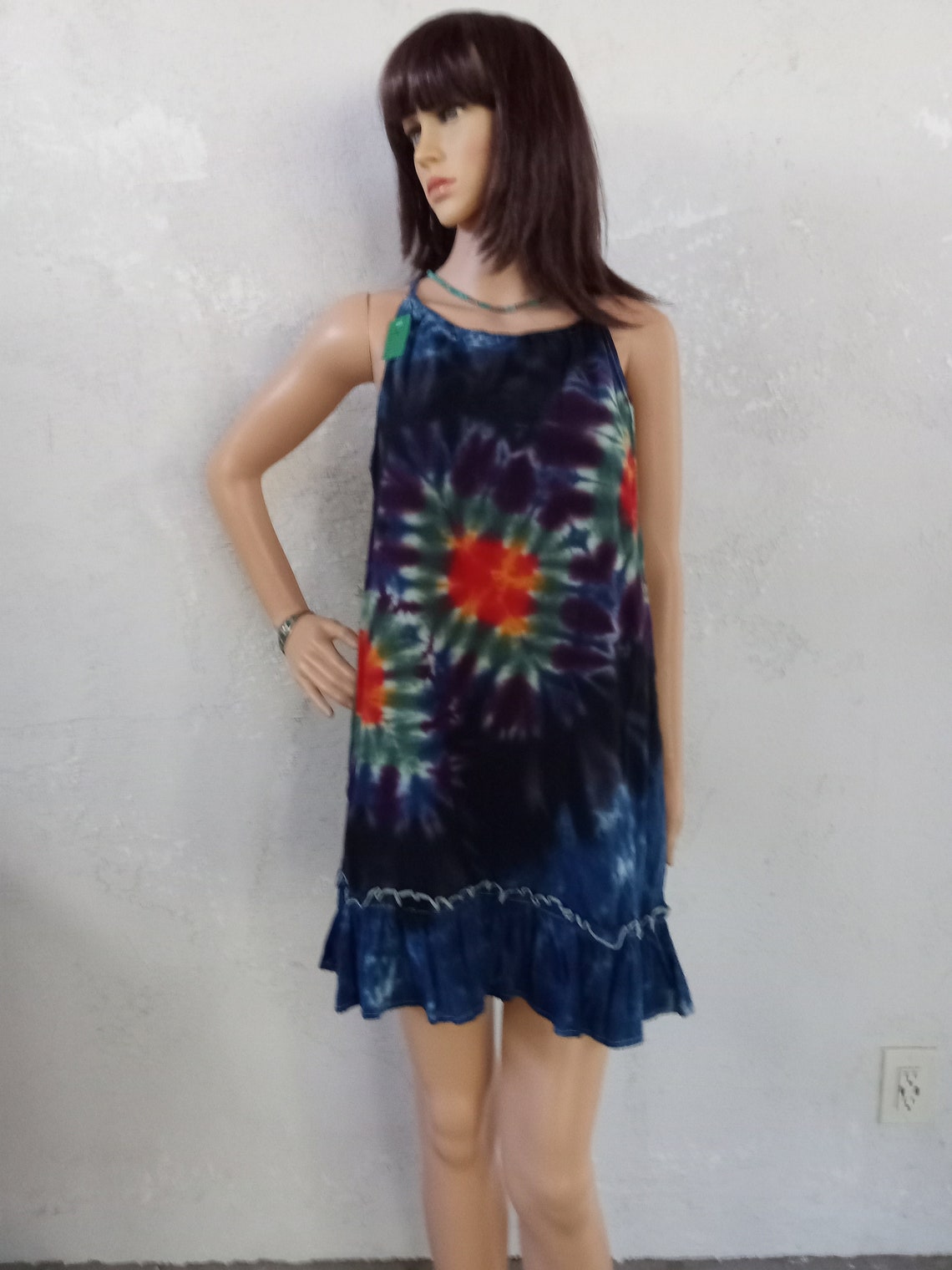 Large Tie Dye Dress Women's,tie Dye Cotton Sundress Adult,tie Dye All ...