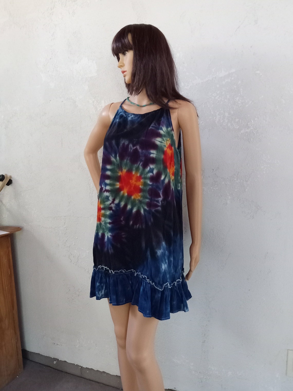 Large Tie Dye Dress Women's,tie Dye Cotton Sundress Adult,tie Dye All ...