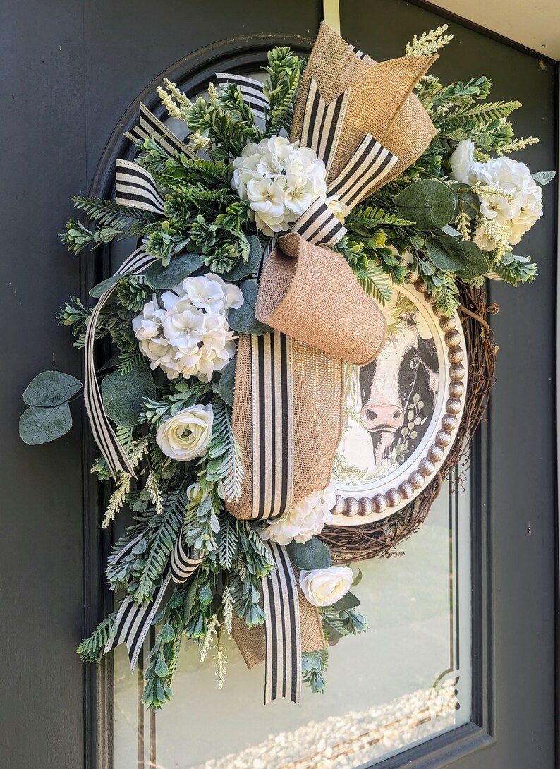 Farmhouse Wreath for Front Door, Farm Style Wreath, Farmhouse Decor ...