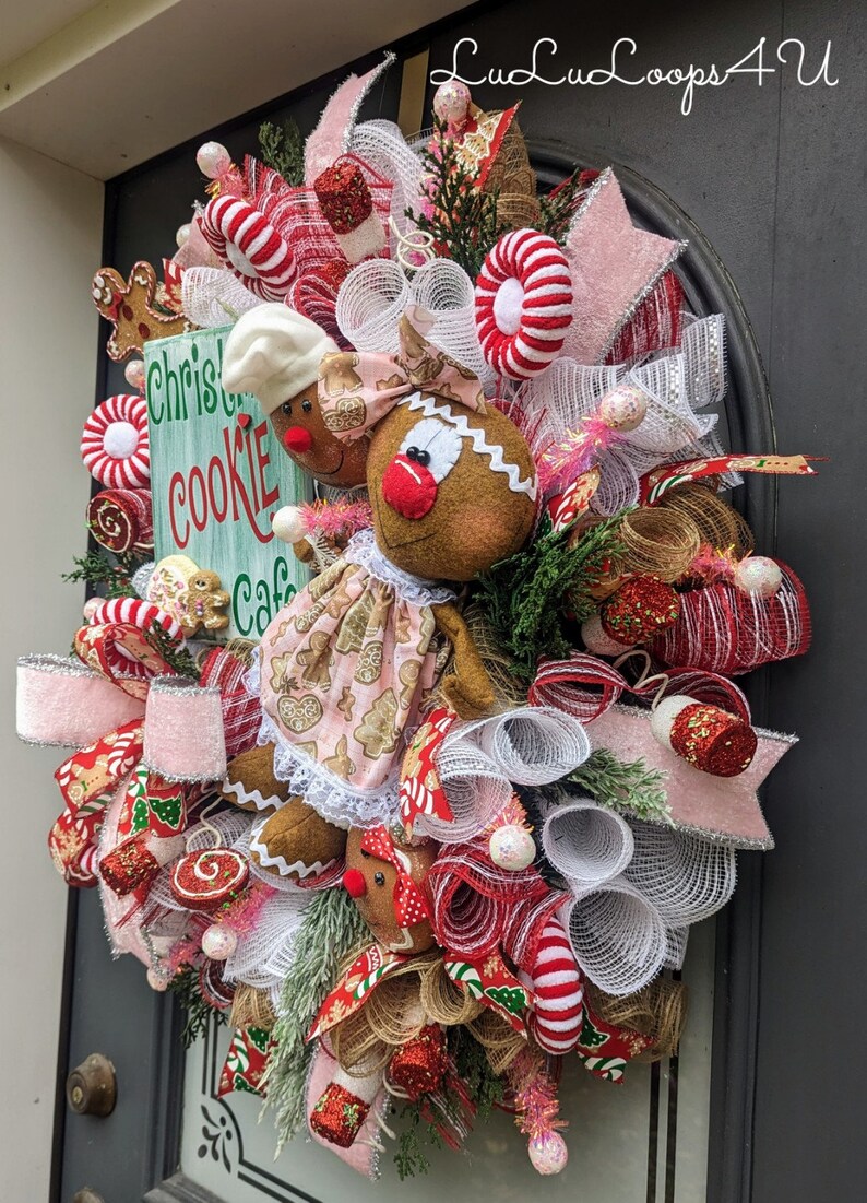 Gingerbread Wreath, Gingie Wreath, Christmas Wreath for Front Door ...