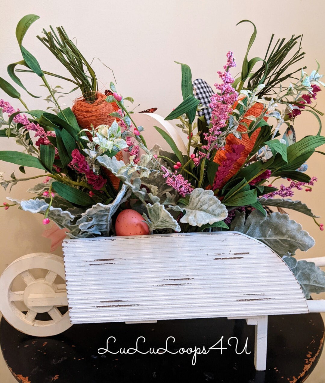 Farmhouse Easter Bunny Wheelbarrow Centerpiece: Spring Floral Decor - Etsy