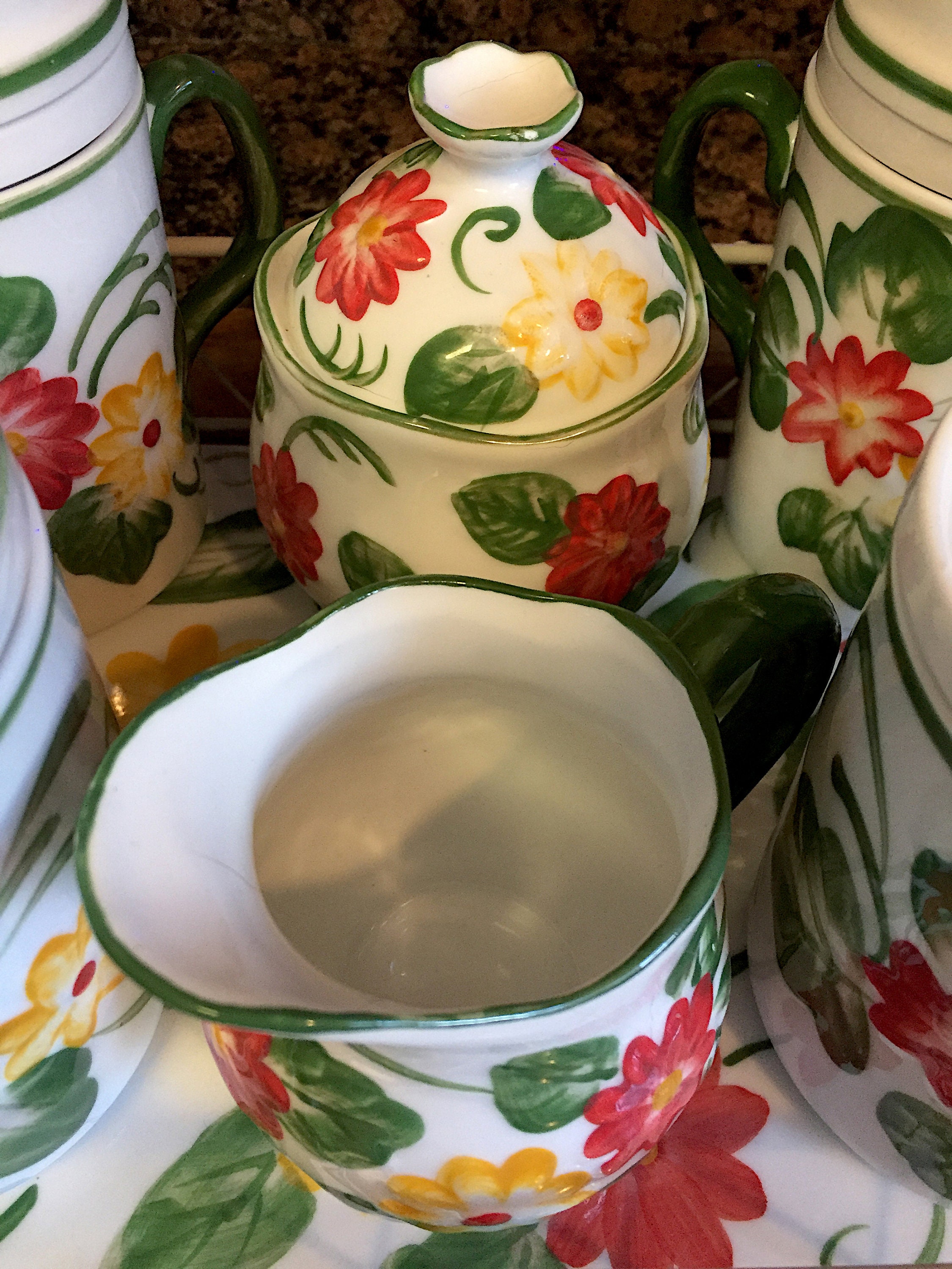 SET of 4 Temptations by Tara TEA INFUSER Mugs W/ Creamer Sugar Tray ...