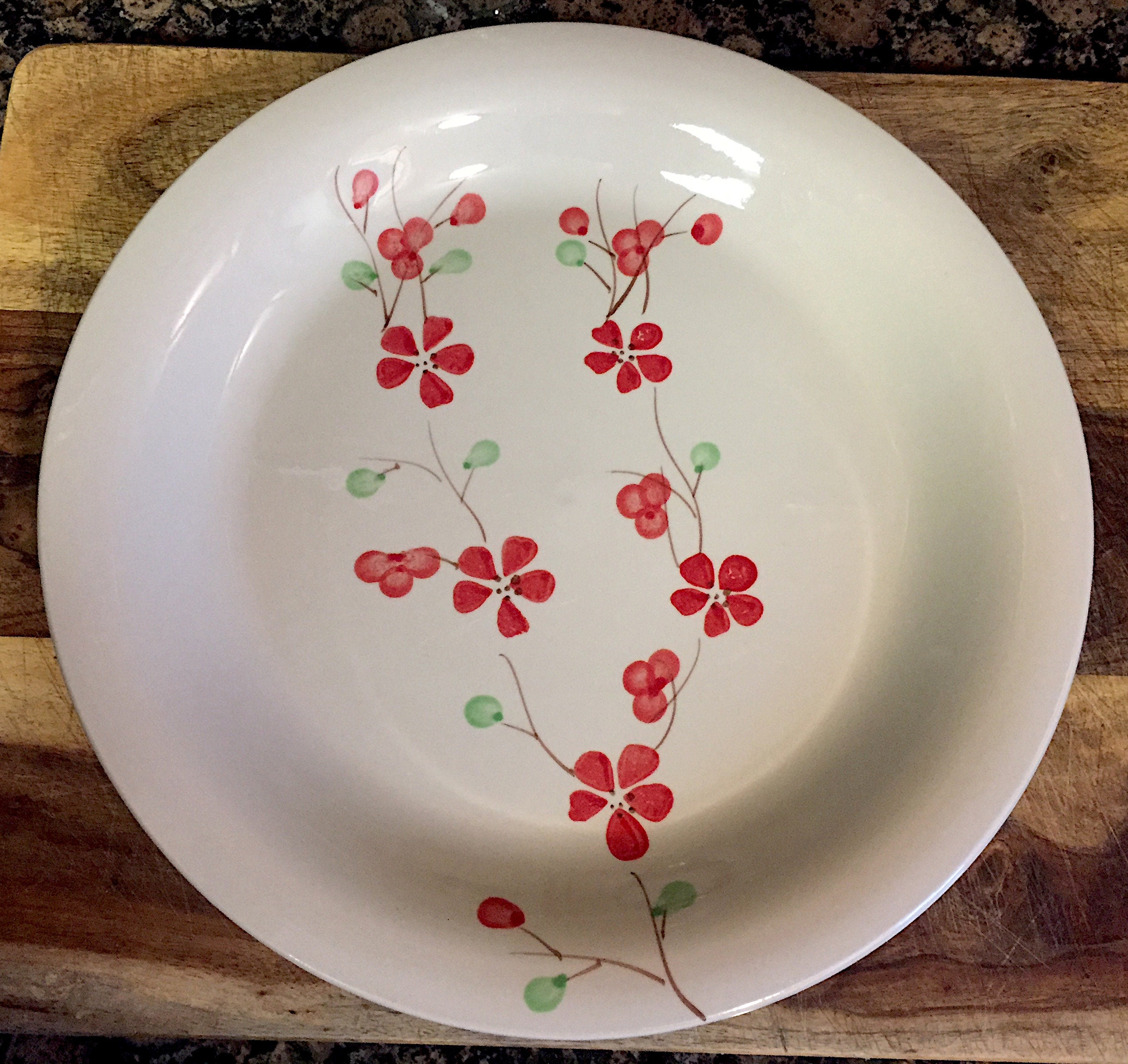 SET of 4 Pier 1 Imports Floral Stoneware Dinner Plates / Red Flowers ...