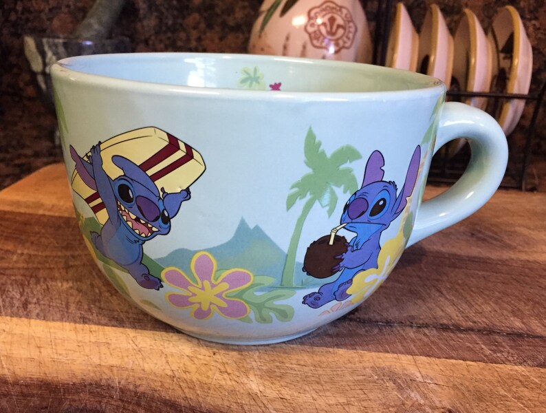 Disney LILO & STITCH Ohana Blue Oversized 3.5 Tall Coffee Cup Mug ...