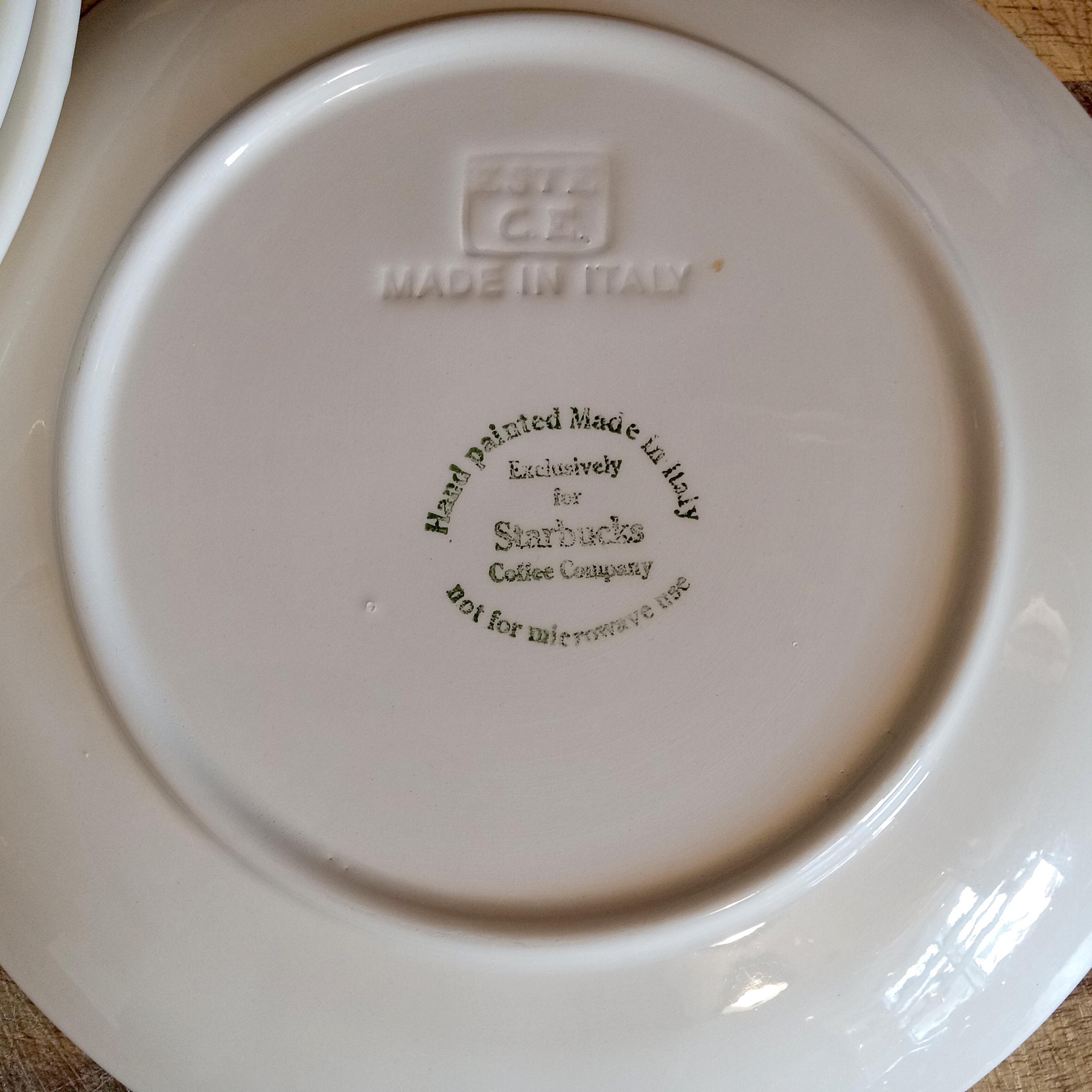 SET of (4) Starbucks White/blue Seashells 8.5" Salad Plates Imported by ...