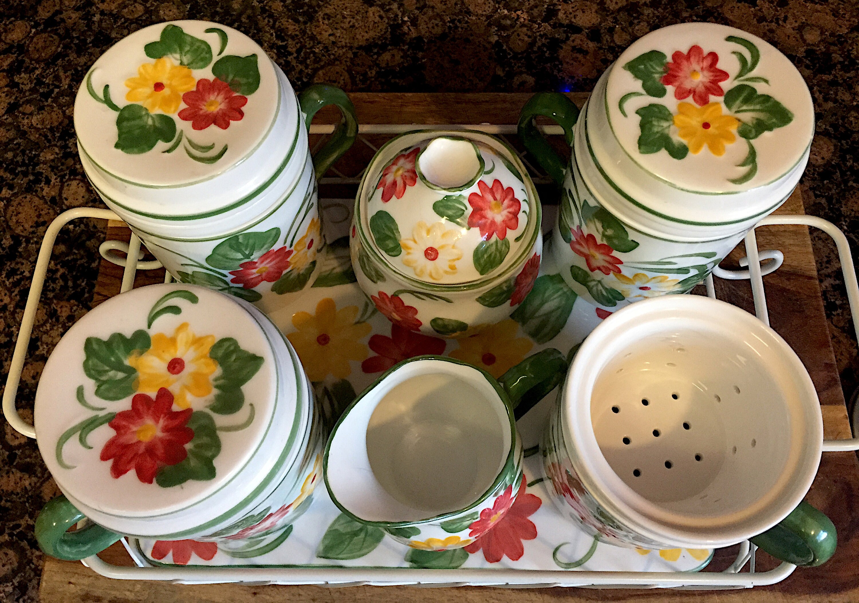 SET of 4 Temptations by Tara TEA INFUSER Mugs W/ Creamer Sugar Tray ...