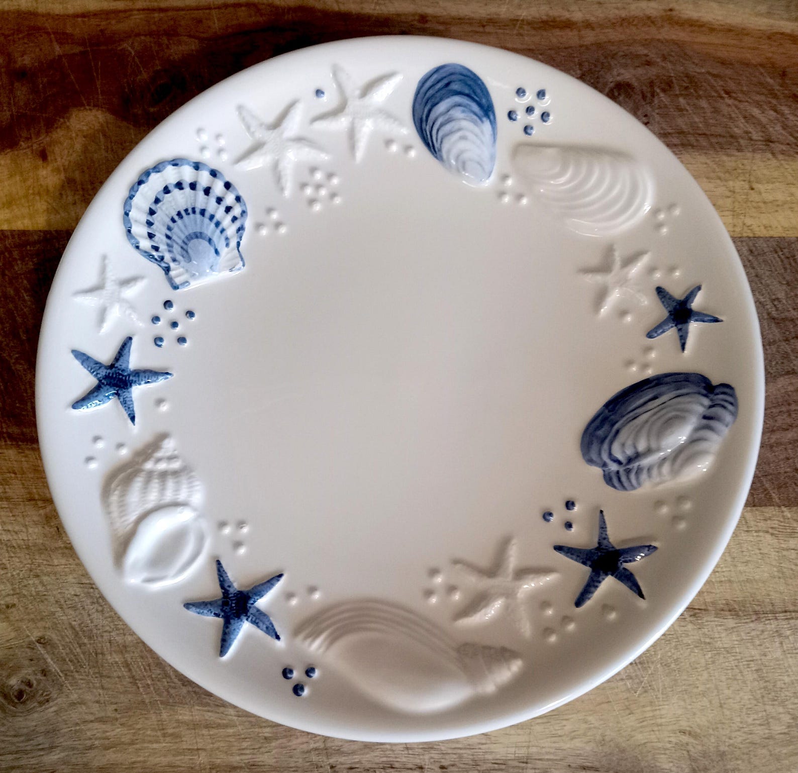 SET of (4) Starbucks White/blue Seashells 8.5" Salad Plates Imported by ...