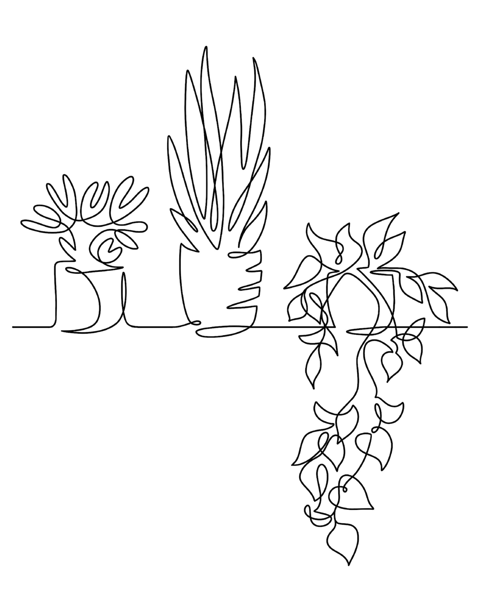House Plants Line Art, Single Plant Line Art, Succulent Line Art ...