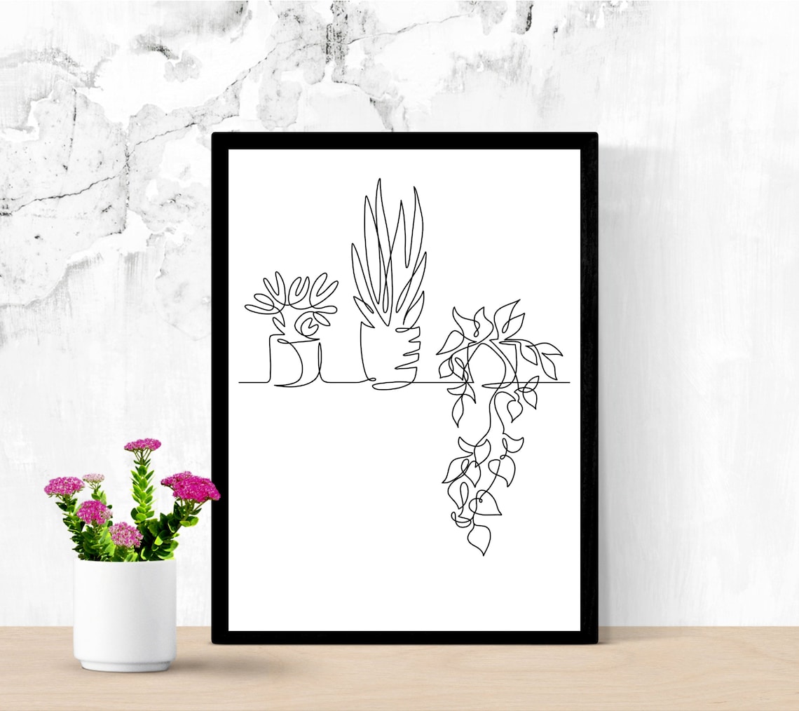 House Plants Line Art, Single Plant Line Art, Succulent Line Art ...