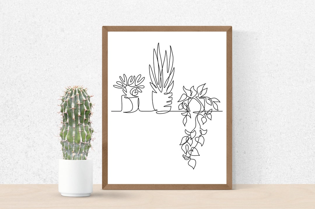 House Plants Line Art, Single Plant Line Art, Succulent Line Art ...