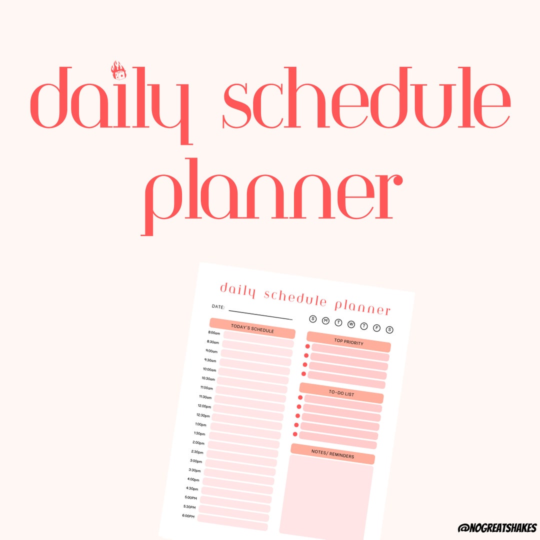 Daily Schedule, To-do, and Priority Planner PDF Download - Etsy