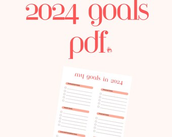 New Year 2024 Goals, Bucket List, Pink, Printable, Digital, Download ...