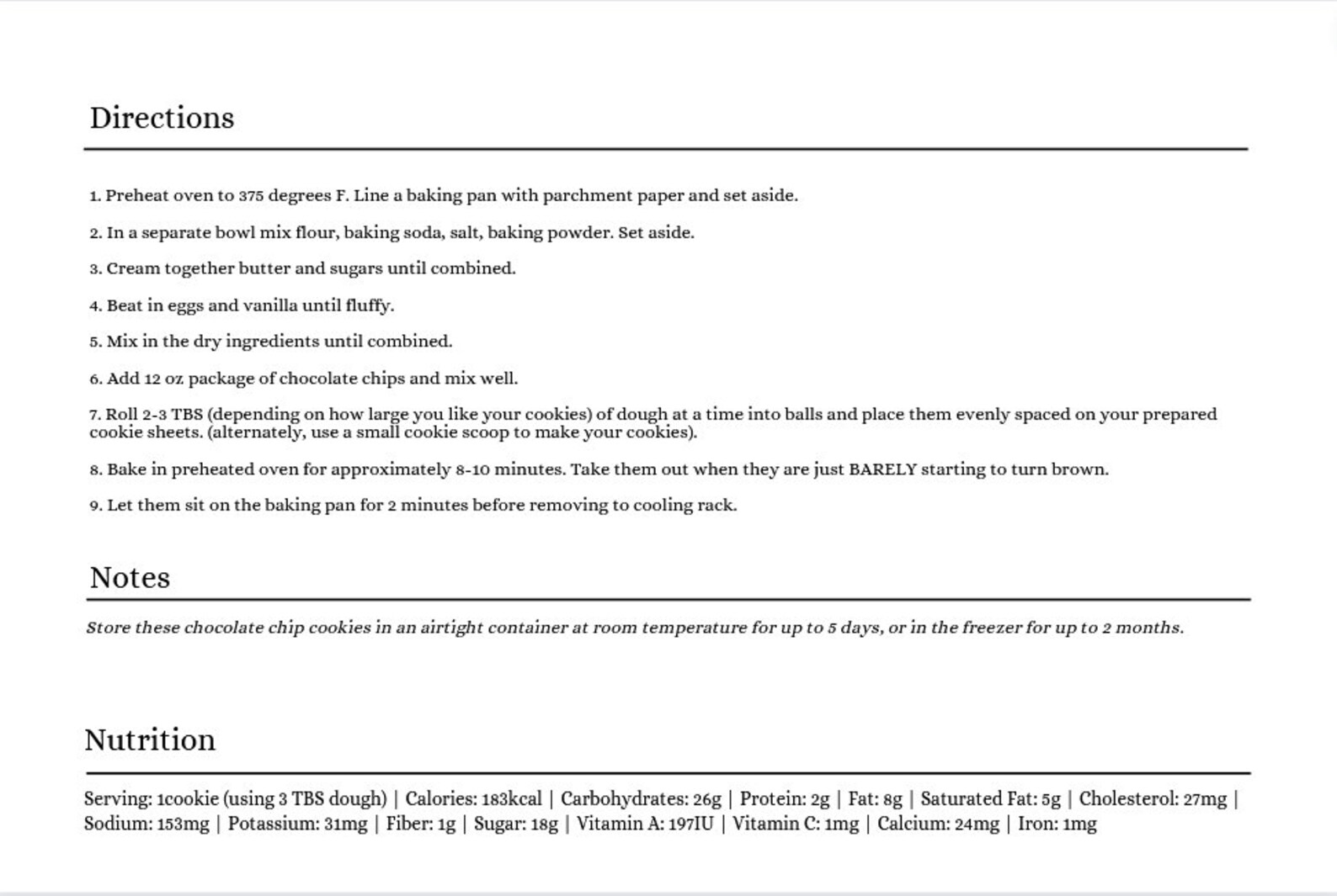 Printable Minimalist Recipe Card Template - Digital Download - Etsy
