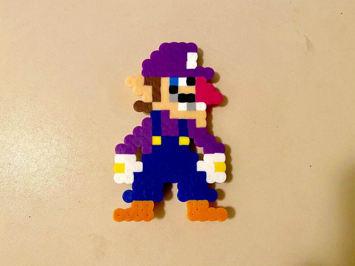 Waluigi From Mario Maker Perler Magnet or Keychain - Etsy
