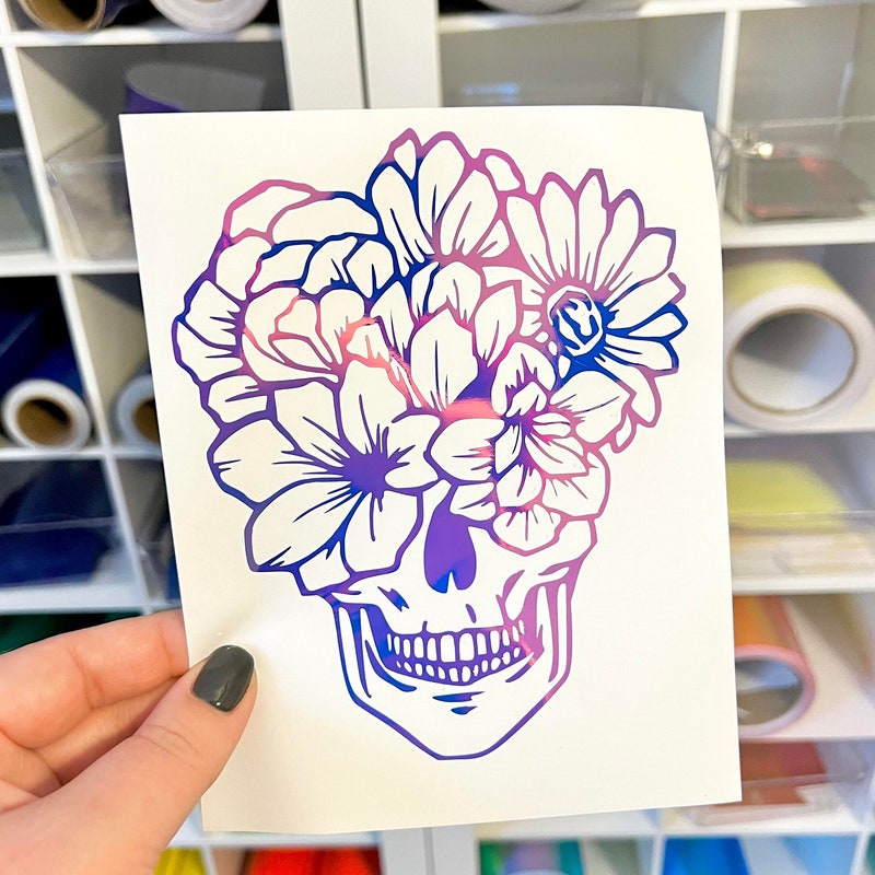 Floral Skull Vinyl Stickers - Etsy