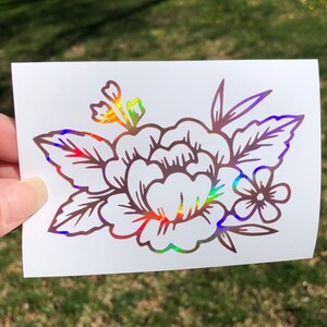 Peony Floral Sticker, Flower Permanent Vinyl Decal - Etsy