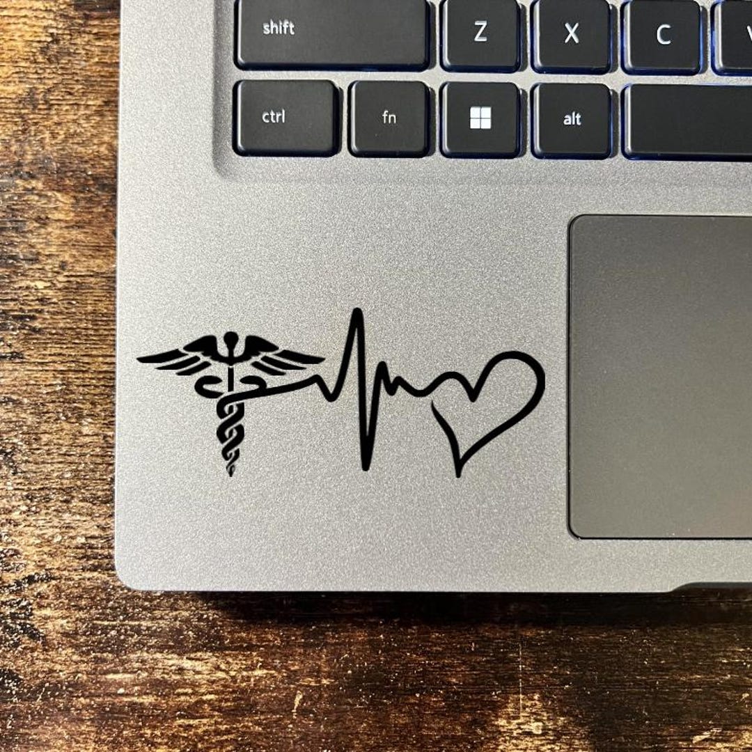 Caduceus Heartbeat Heart Sticker, Healthcare Permanent Vinyl Decal - Etsy