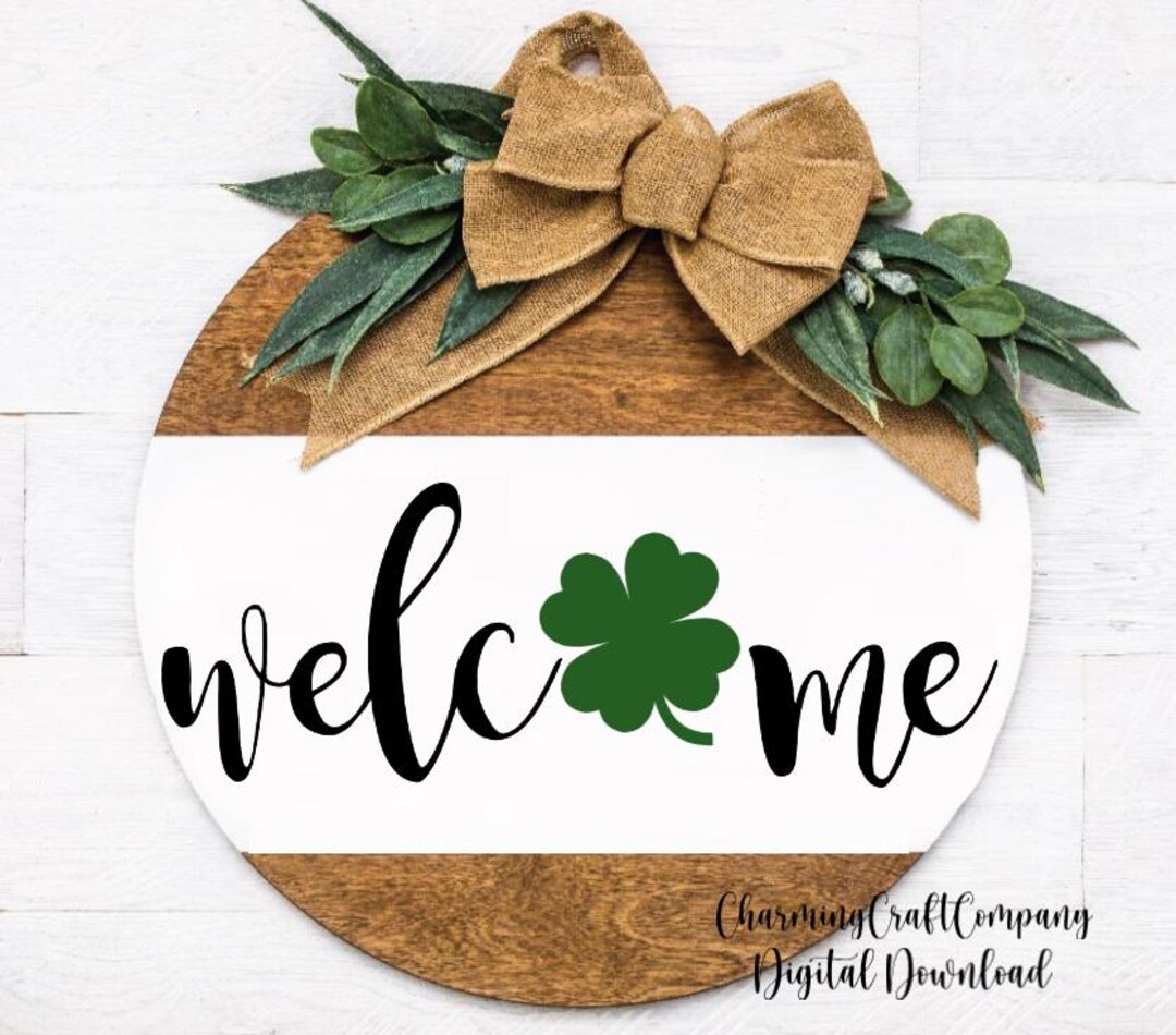 Welcome Shamrock Svg, Greeting Svg, Home Decor Svg, Porch Sign Svg ...