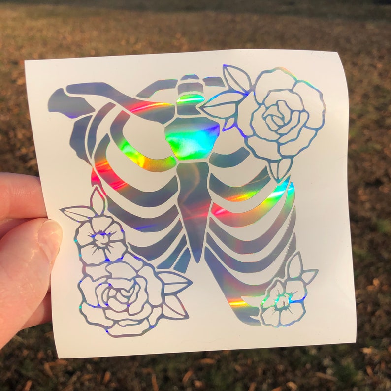 Rib Cage Sticker, Floral Permanent Vinyl Decal - Etsy