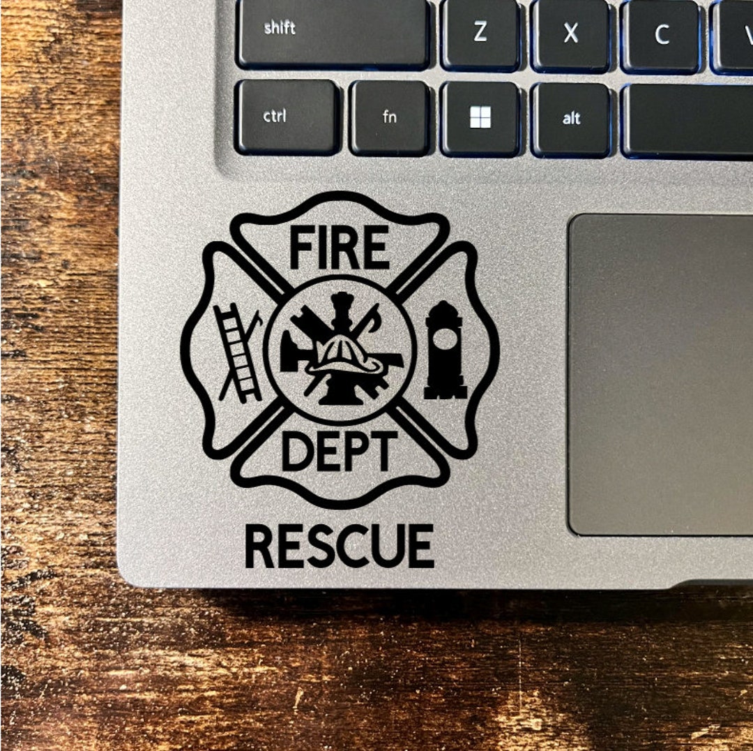 Fire Dept Rescue Sticker, Fire Dept Decal, Firefighter Car Window Decal ...