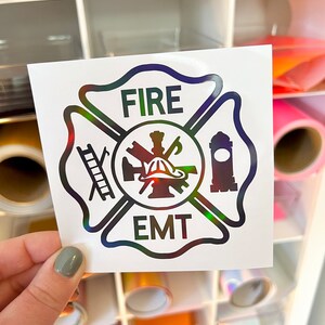 Fire EMT Sticker, Fire EMT Decal, Firefighter Car Window Decal, Fire ...