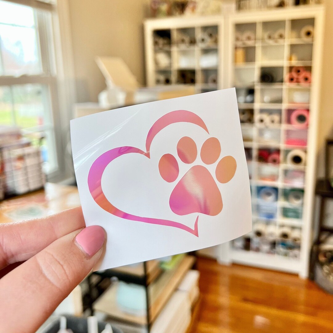Heart Paw Print Sticker, Permanent Vinyl Decal - Etsy