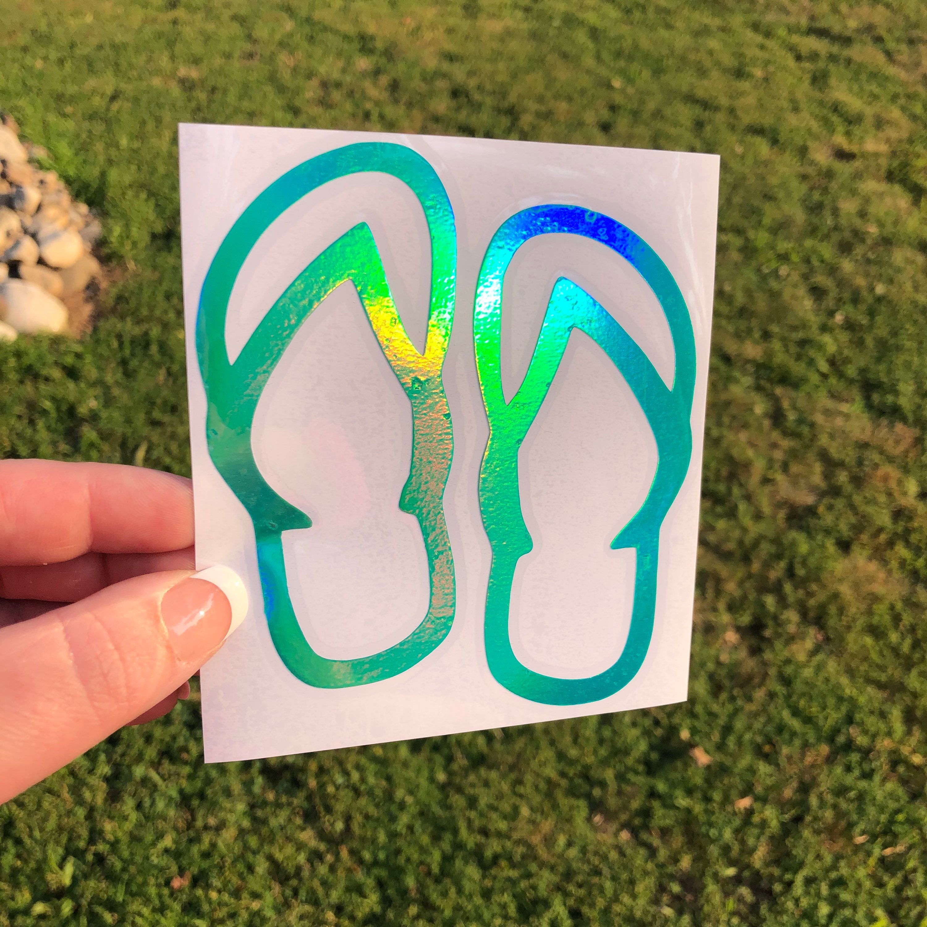 Flip-flop Sticker, Permanent Beach Vinyl Decal - Etsy