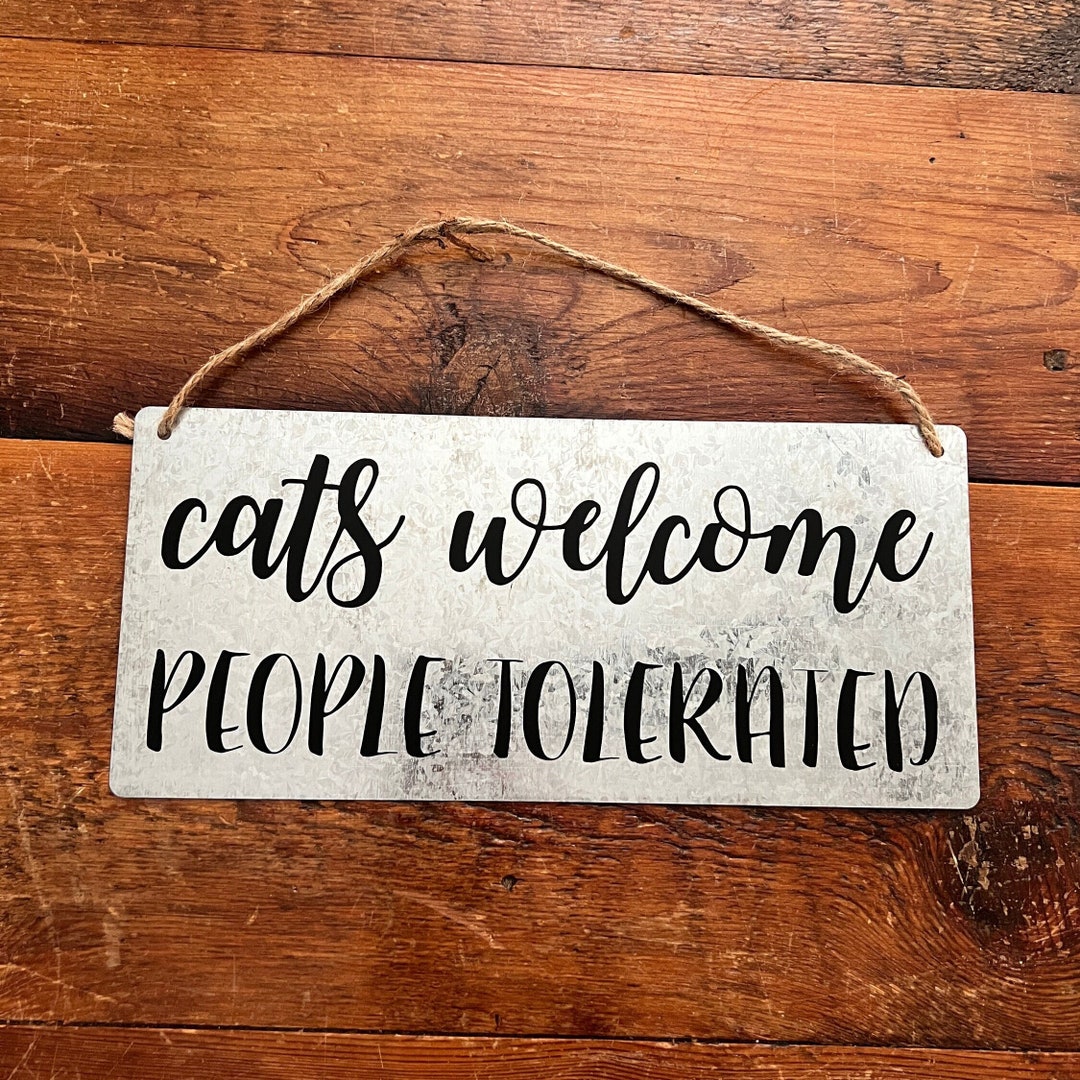 Cats Welcome Sign, Front Door Decor, Welcome Door Sign, Farmhouse Metal ...