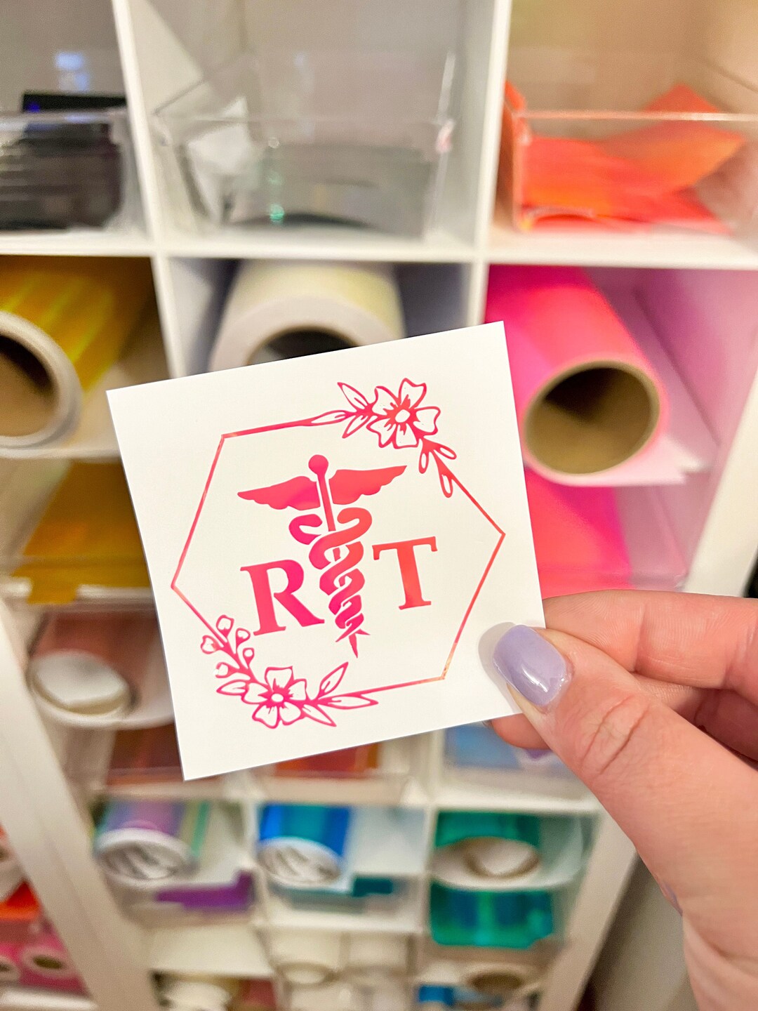 Respiratory Therapist Sticker, RT Decal, Caduceus Sticker, Floral RT ...