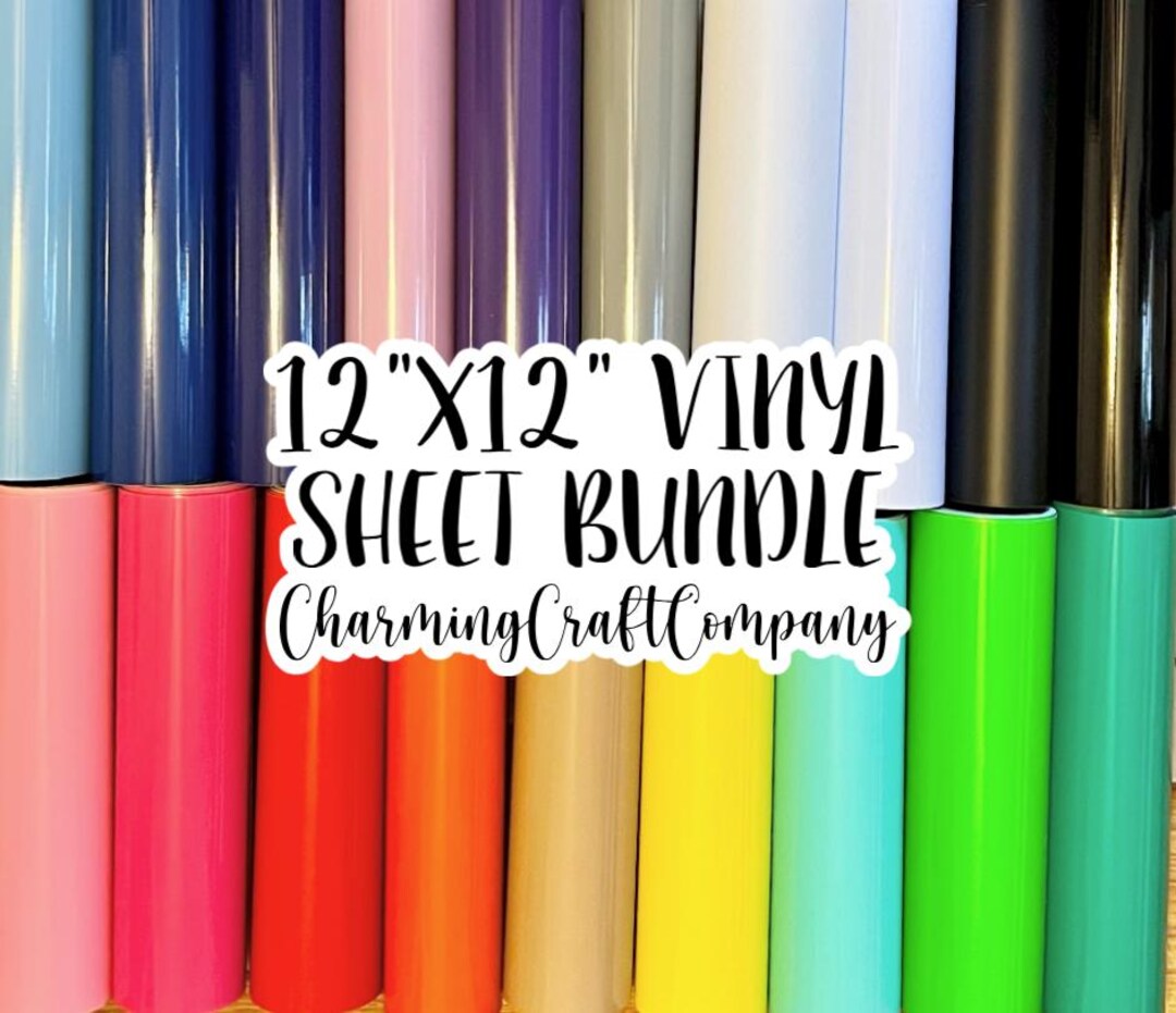 Adhesive Vinyl 12x12" Solid Color Sheets, Craft Cutting Machine Bundle ...