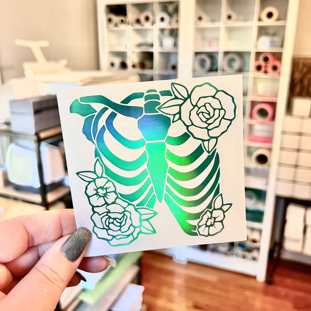 Rib Cage Sticker, Floral Permanent Vinyl Decal - Etsy