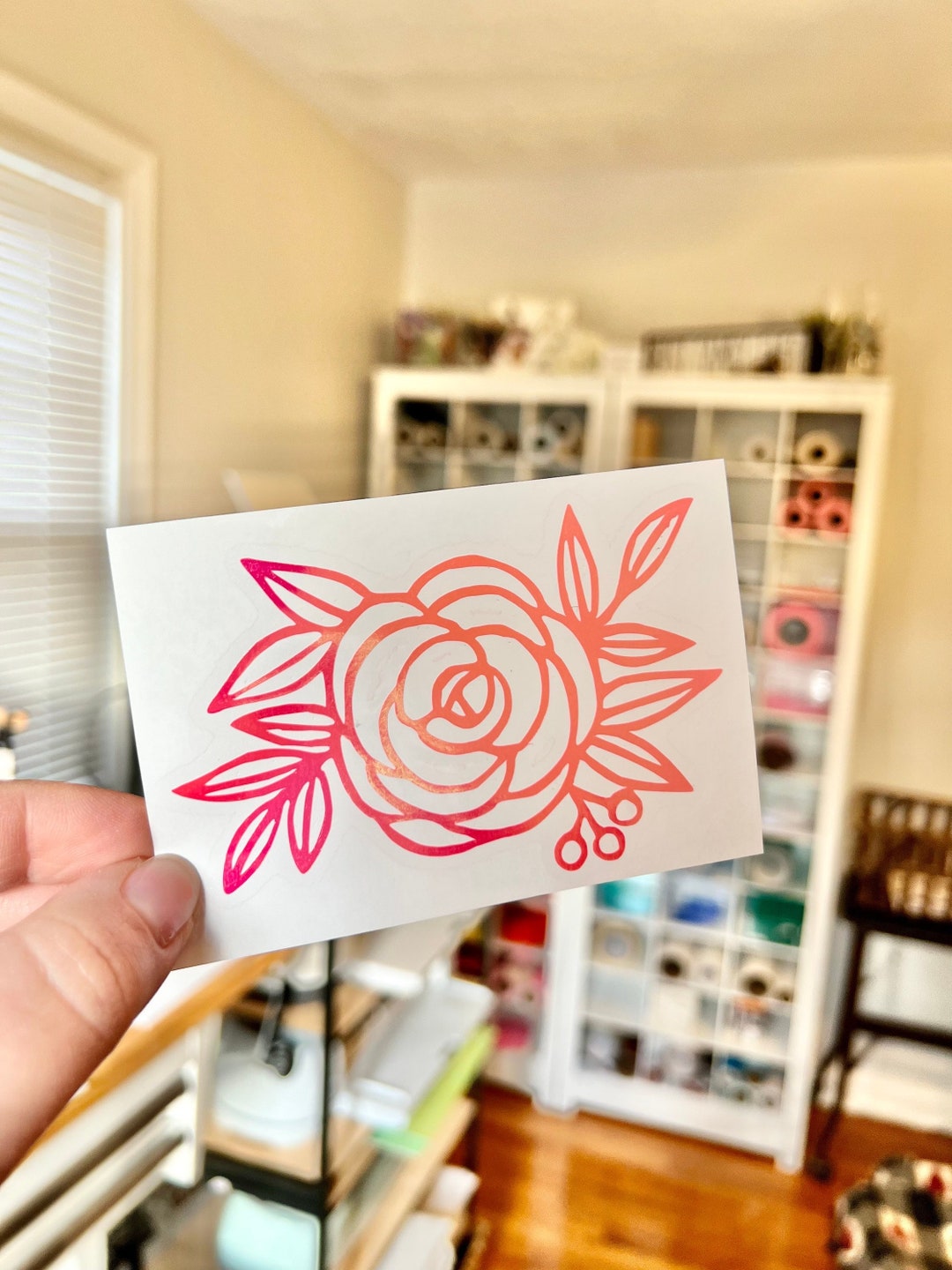 Rose Sticker, Rose Decal, Flower Sticker, Floral Car Window Decal, Rose ...