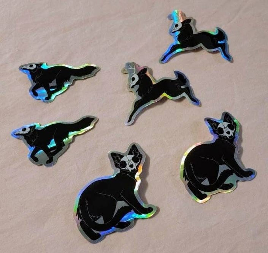 Holographic Skull Animal Sticker 2.5 Vinyl Decal Deer/cat/wolf - Etsy
