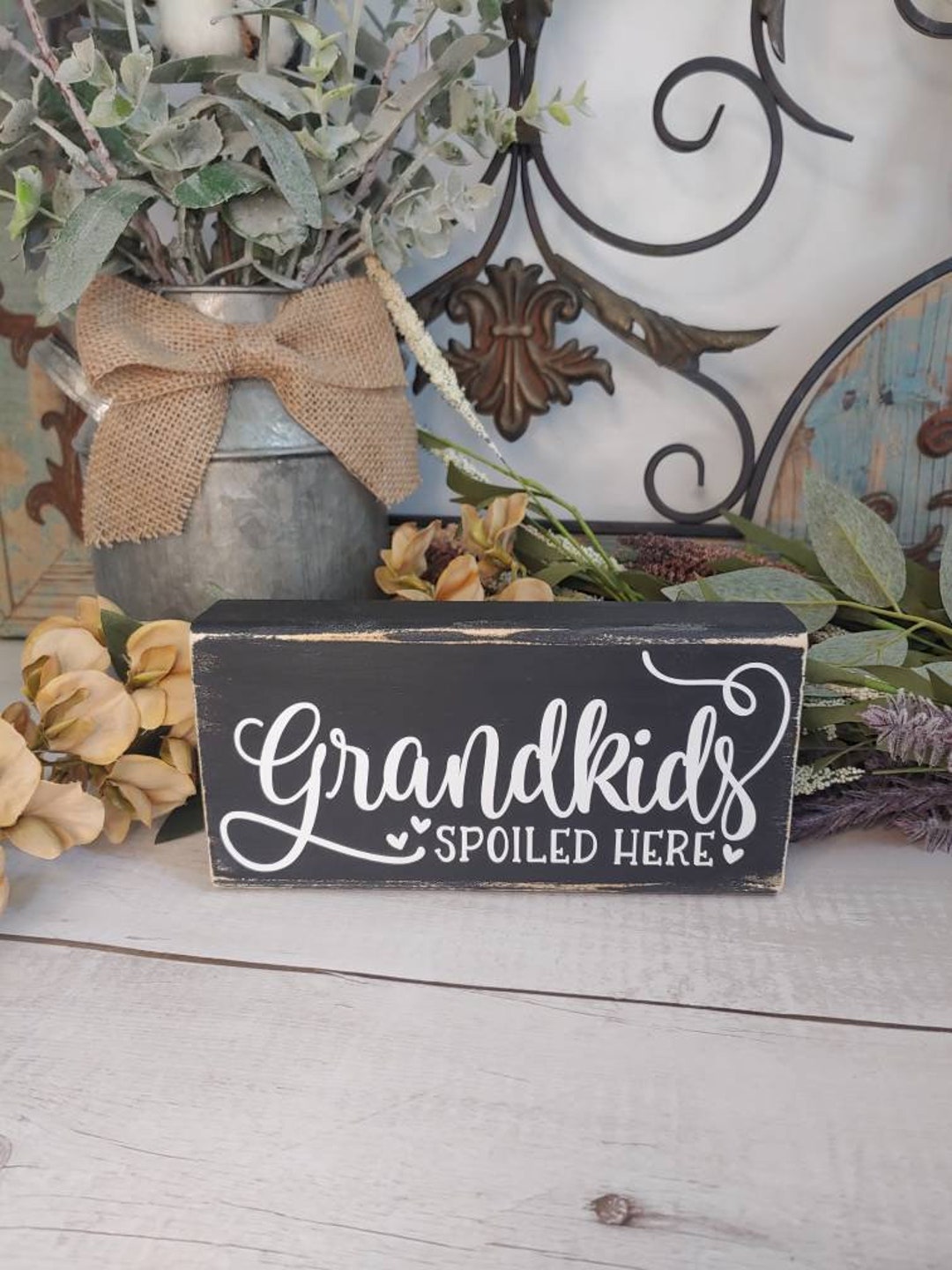 Grandkids Spoiled Here Painted Block, Wooden Sign, Rustic Sign, Framed ...