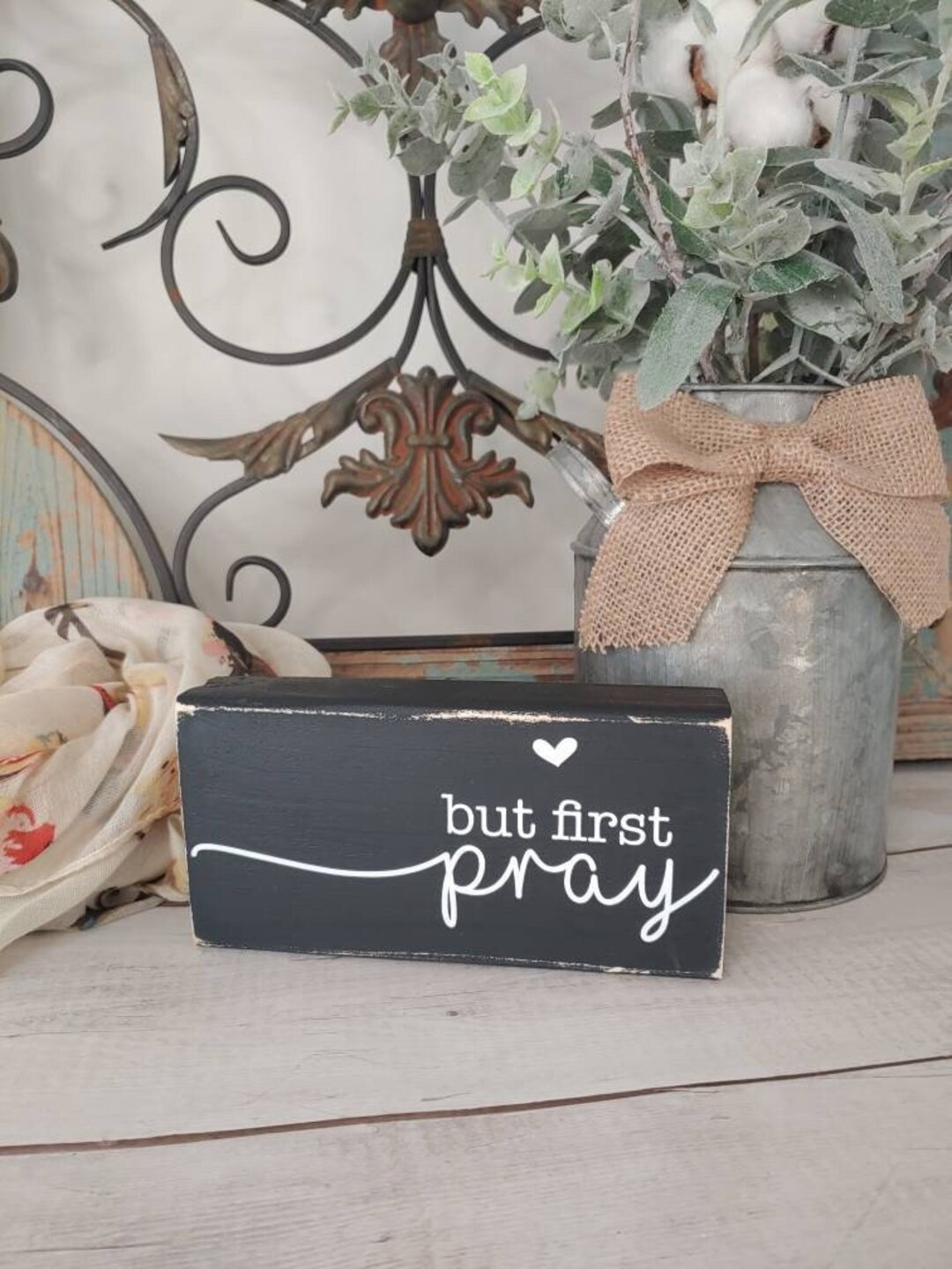 But First Pray Religious Wooden Block Sign, Wooden Sign, Rustic Sign ...