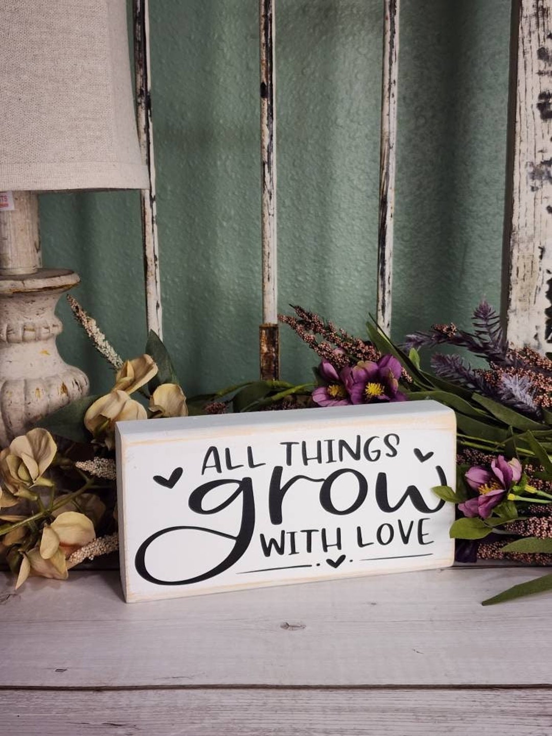 All Things Grow With Love Farmhouse Sign, Wood Sign, Wooden Sign ...