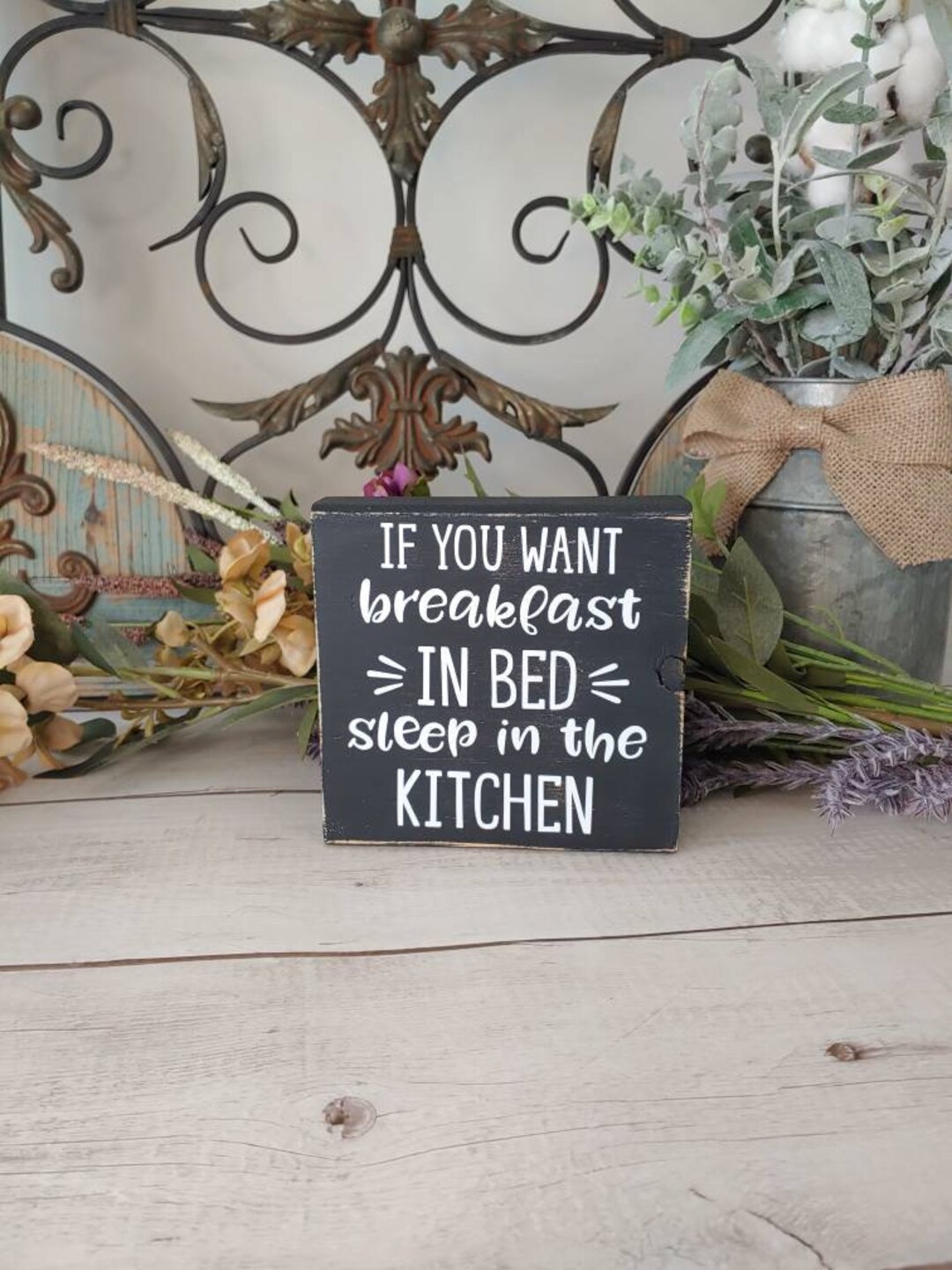 Breakfast in Bed Farmhouse Wooden Sign, Rustic Kitchen Decor - Etsy