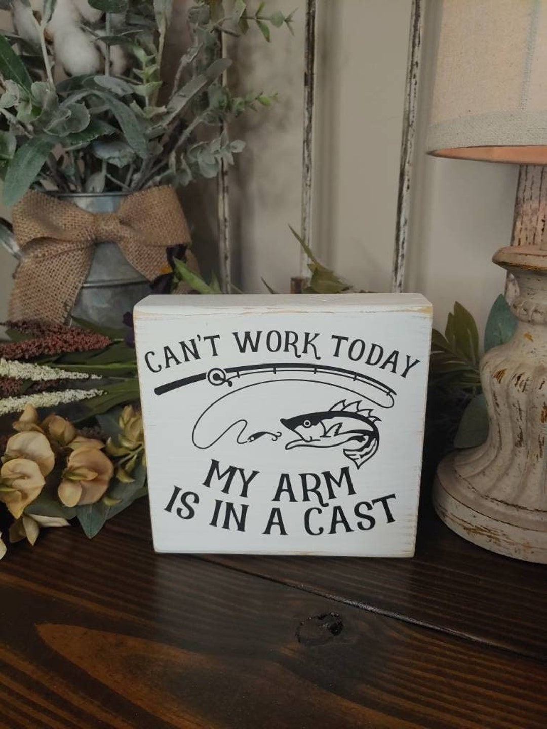 Funny Fishing Wooden Block Sign, Arm Cast Decor - Etsy