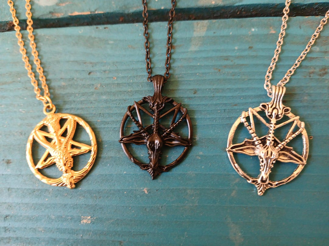 Small Baphomet Necklace: Sterling Silver Pendant, Zinc Alloy Charm - Etsy