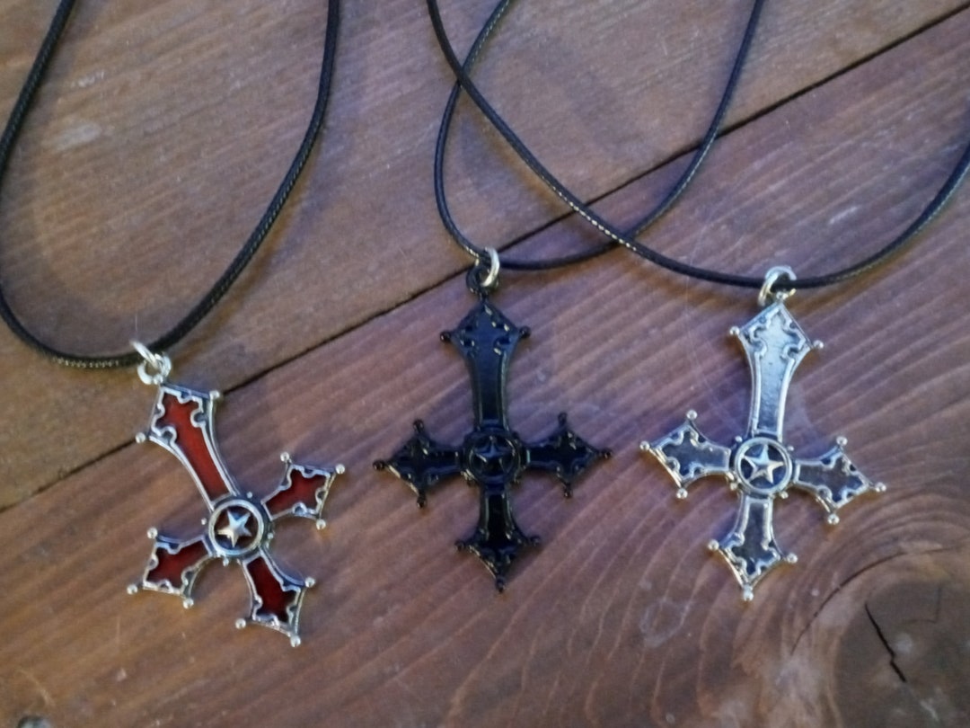 Inverted Cross Necklace, Upsidedown Cross Necklace, Satanic Necklace - Etsy