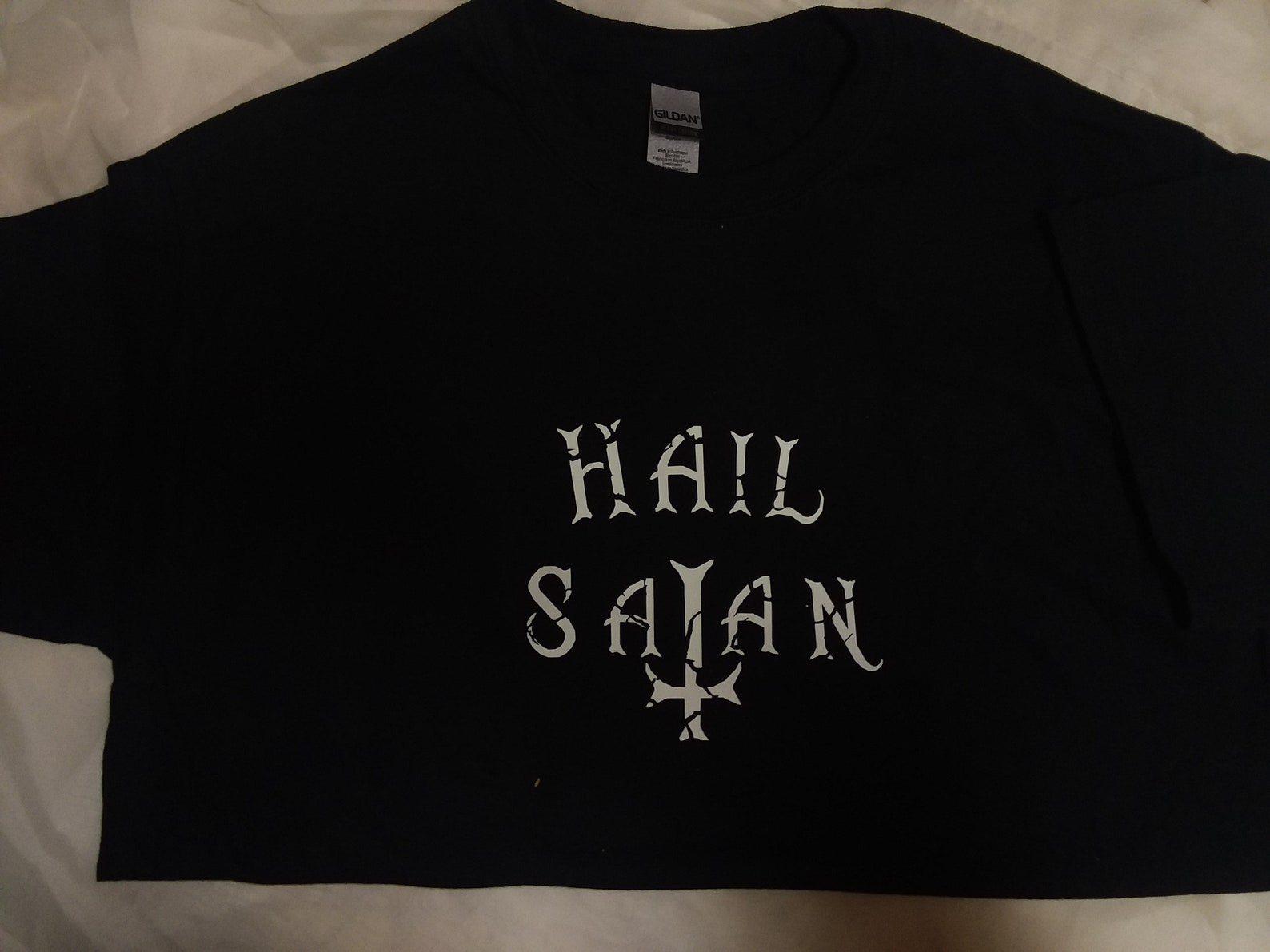 Distressed Hail Satan Black T-shirt - Etsy
