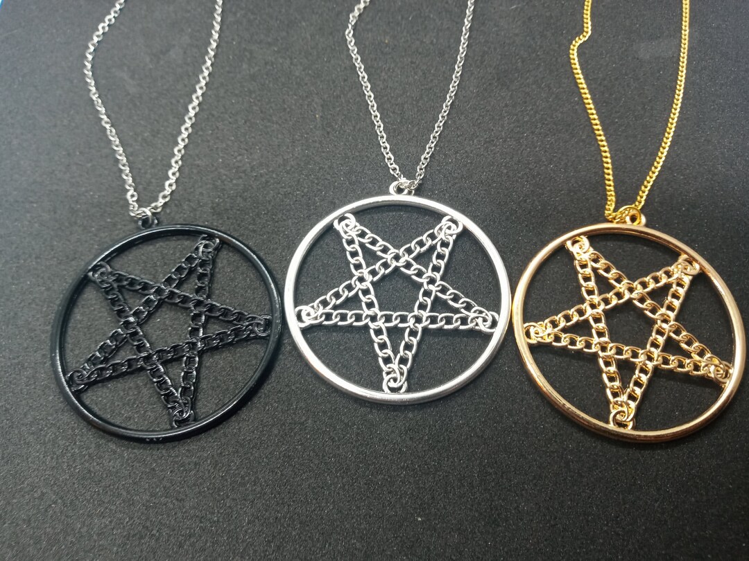 Inverted Pentagram Necklace: Sterling Silver Chain, Zinc Alloy Pendant ...