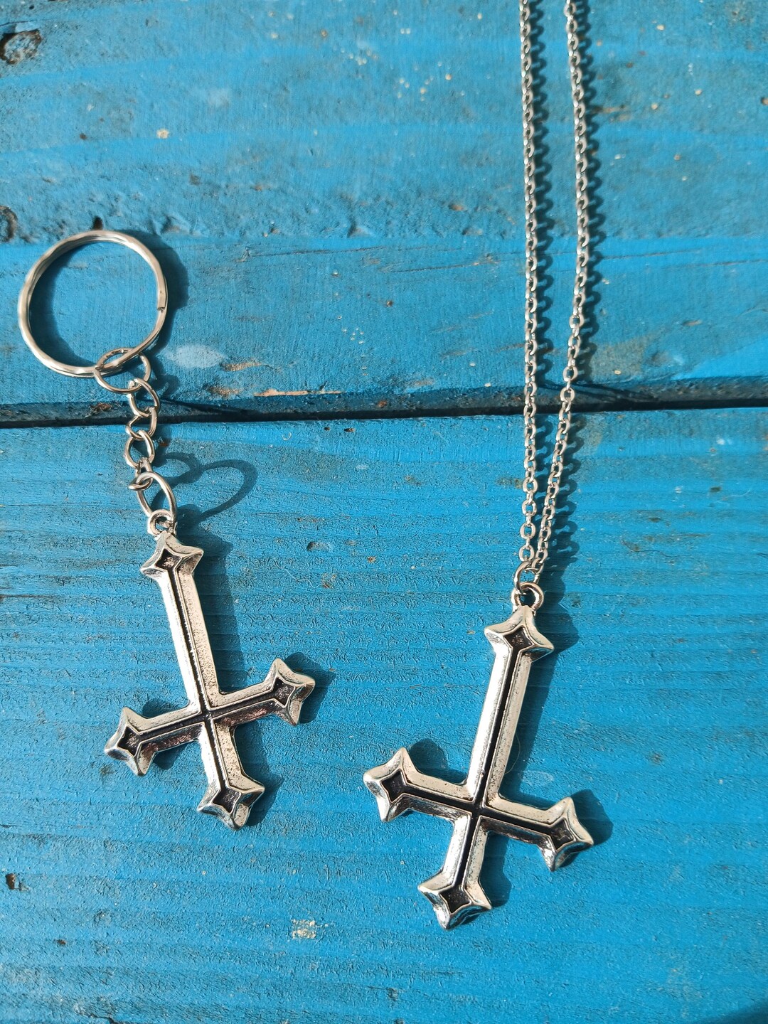 Inverted Cross Neckless, Inverted Cross Keychain, Upsidedown Cross - Etsy