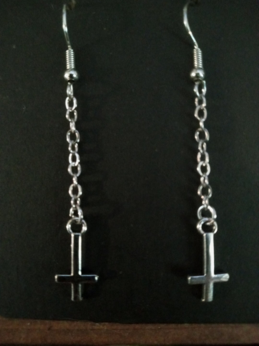 Inverted Cross Earrings, Upsidedown Cross Earrings, Satanic Decor - Etsy