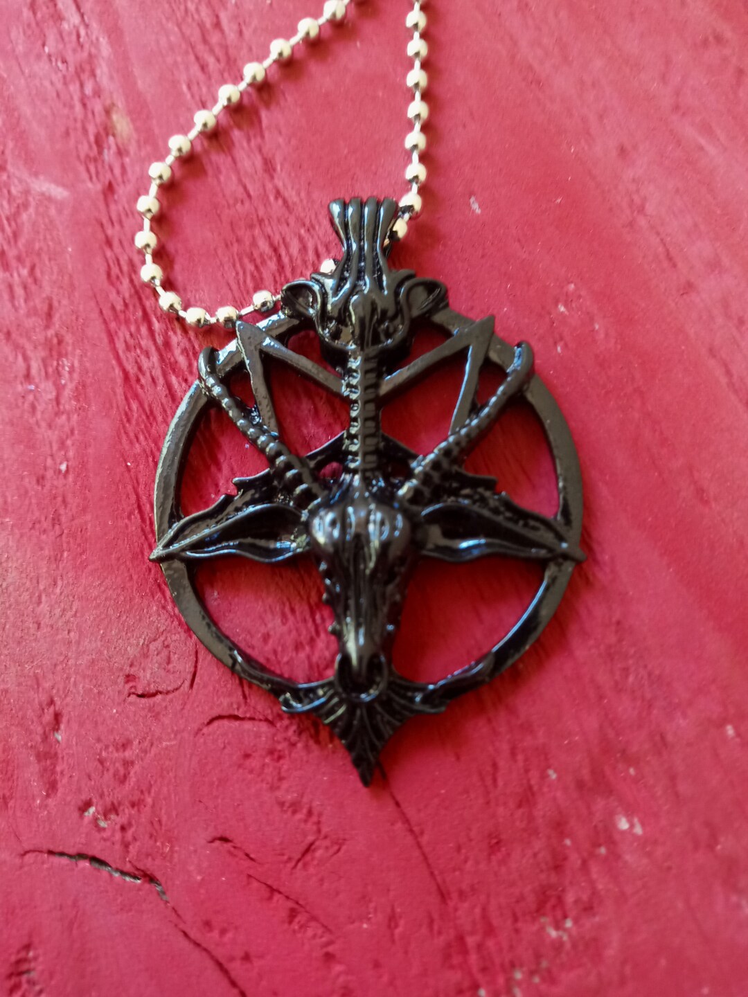 Black Baphomet Pendant Necklace: Satanic Keychain Decor - Etsy