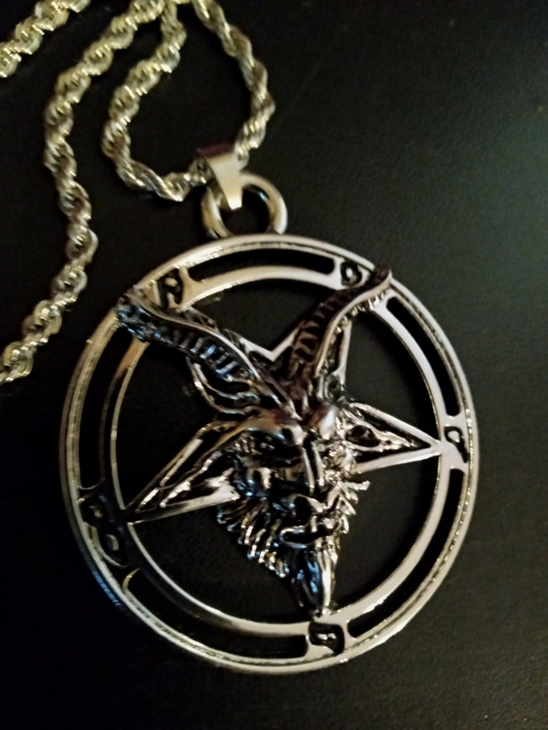 Baphomet Pendent Necklace or Keychain/ Car Mirror Baphomet, Silver ...