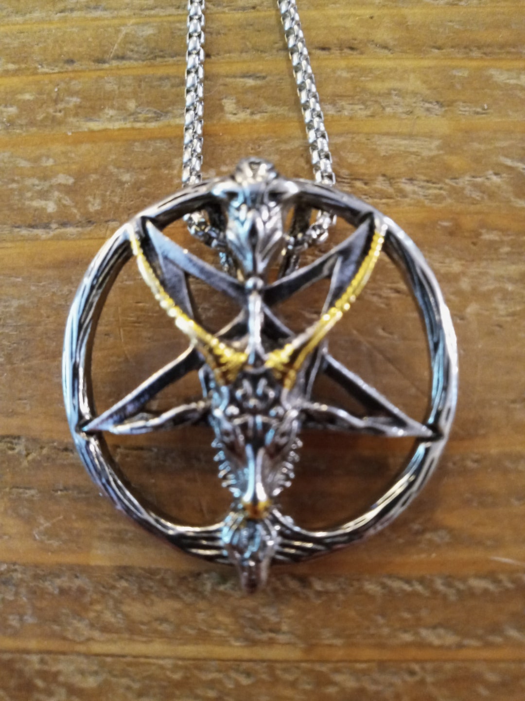 Silver and Gold Baphomet Necklace, Gold and Silver Baphomet Keychain - Etsy