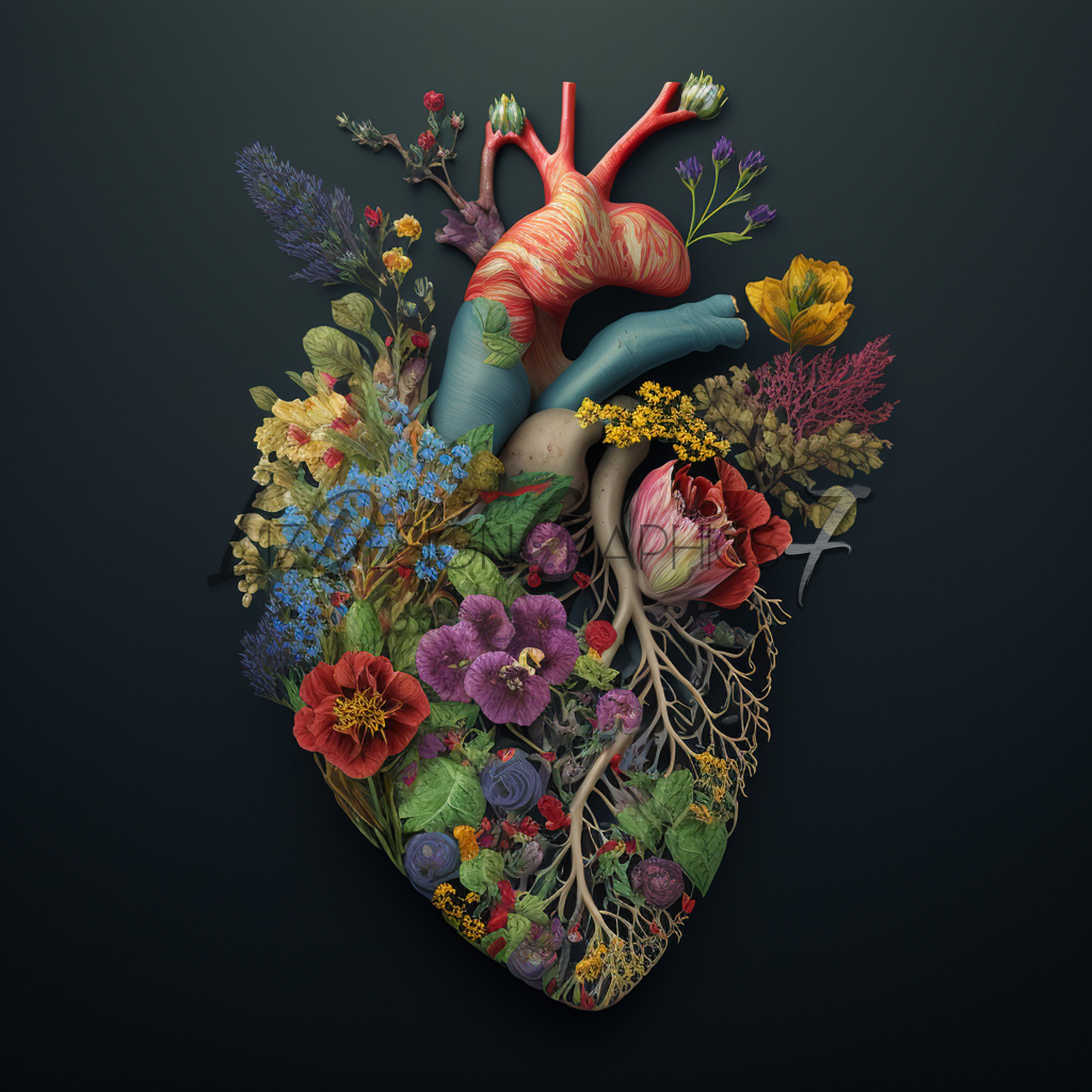 Human Heart Art Human Heart Wall Art Medical Gift - Etsy