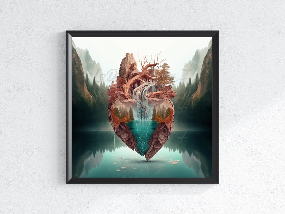 Human Heart Art Human Heart Wall Art Medical Gift Cardiologist Human ...